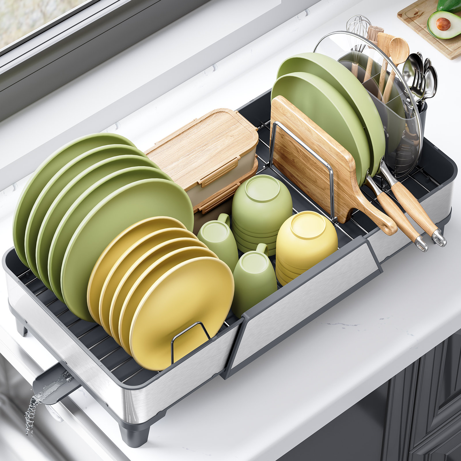 KINGRACK Expandable Dish Drying Rack, Extra Large Dish Rack for Kitchen ...