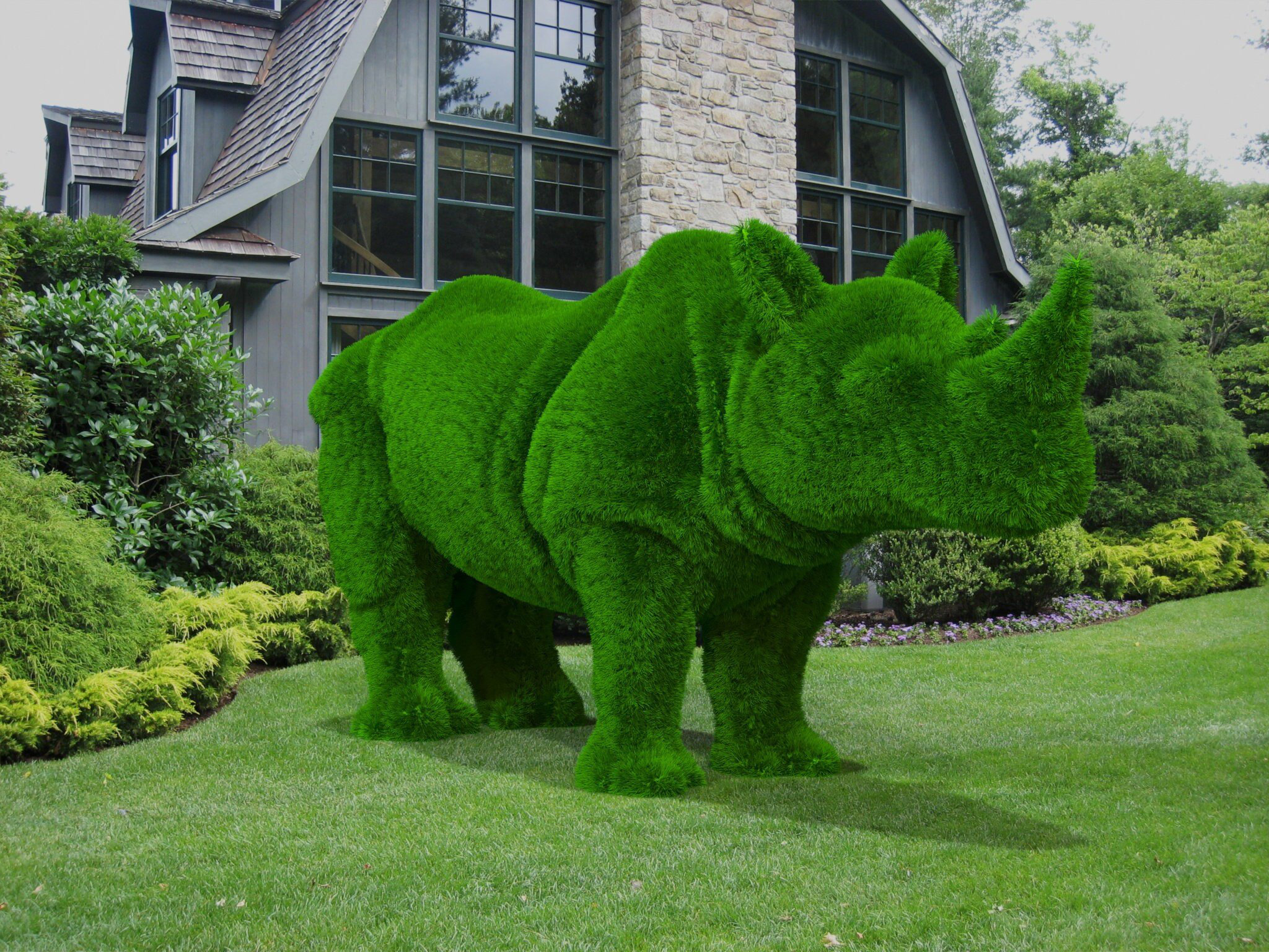 Decor Factory Studio Outdoor Animal Rhino Topiary Green Figures ...