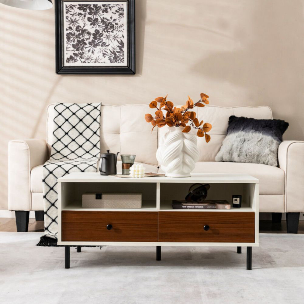 Latitude Run® 2 Tier 40 Inch Length Modern Rectangle Coffee Table With ...