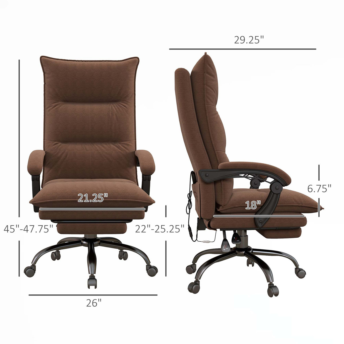 Brayden Studio® Microfiber Office Chair With Massage,Heat,Footrest ...