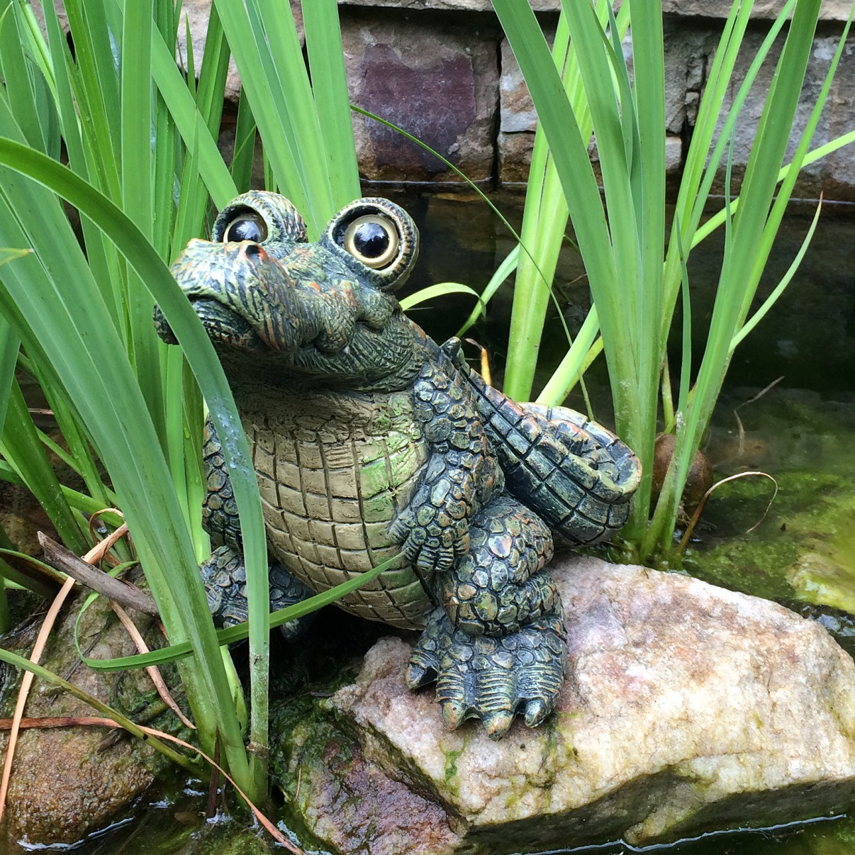 HomeStyles Whimsical Standing Gator the Alligator Garden Statue ...