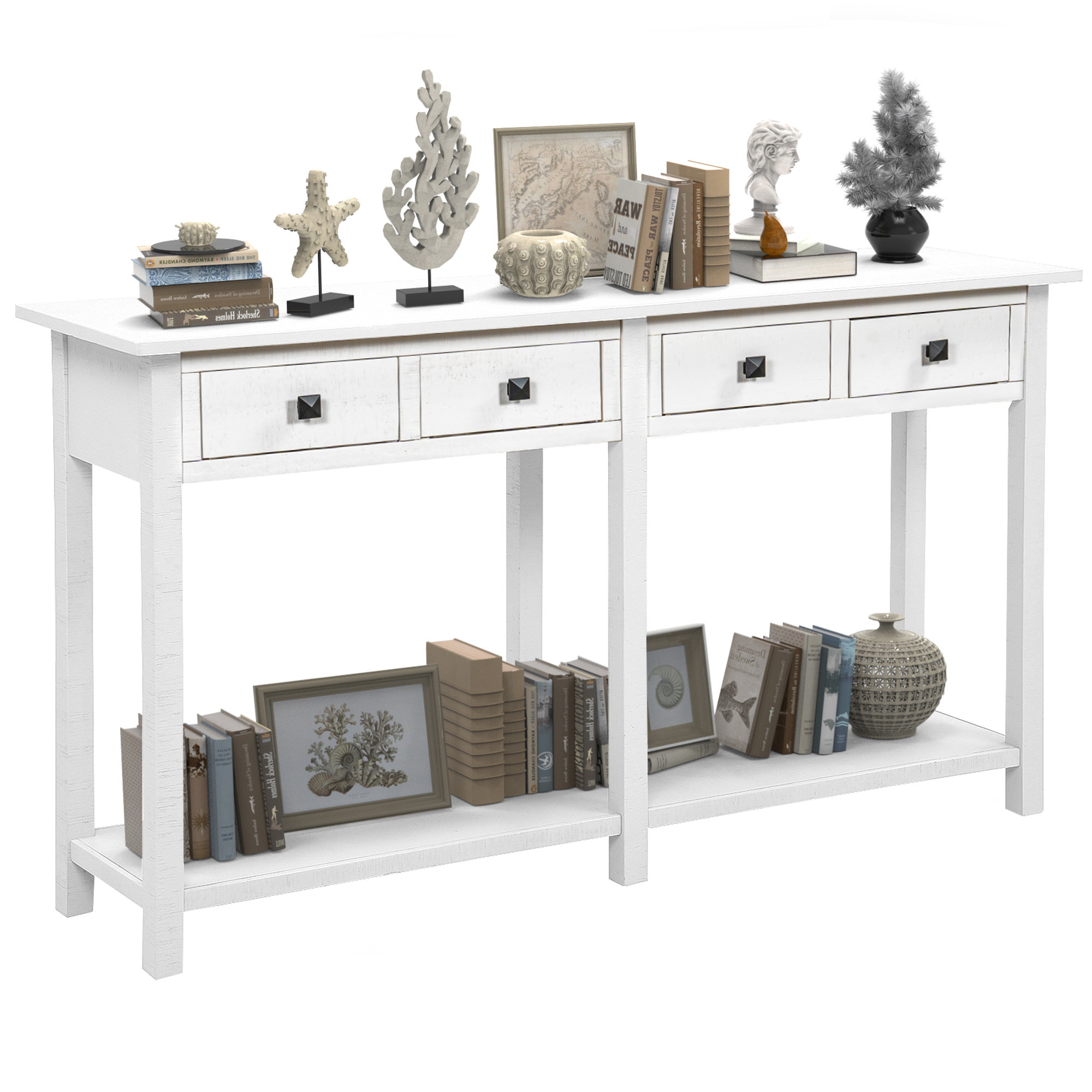 Longshore Tides Entryway Table Console Table with Drawers and Bottom ...