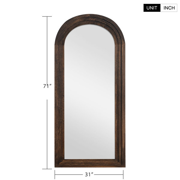 Millwood Pines Dainah Arch Full Length Wall Mirror with Wood Frame ...