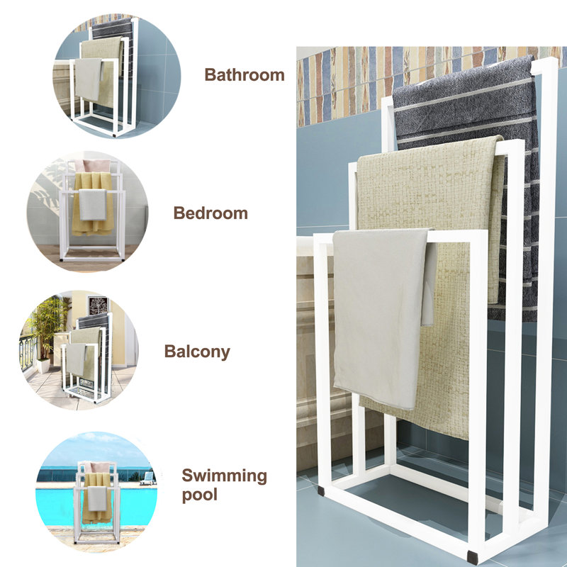 Rebrilliant Metal Freestanding 3-Tier Towel Rack Bathroom Towel Holder ...