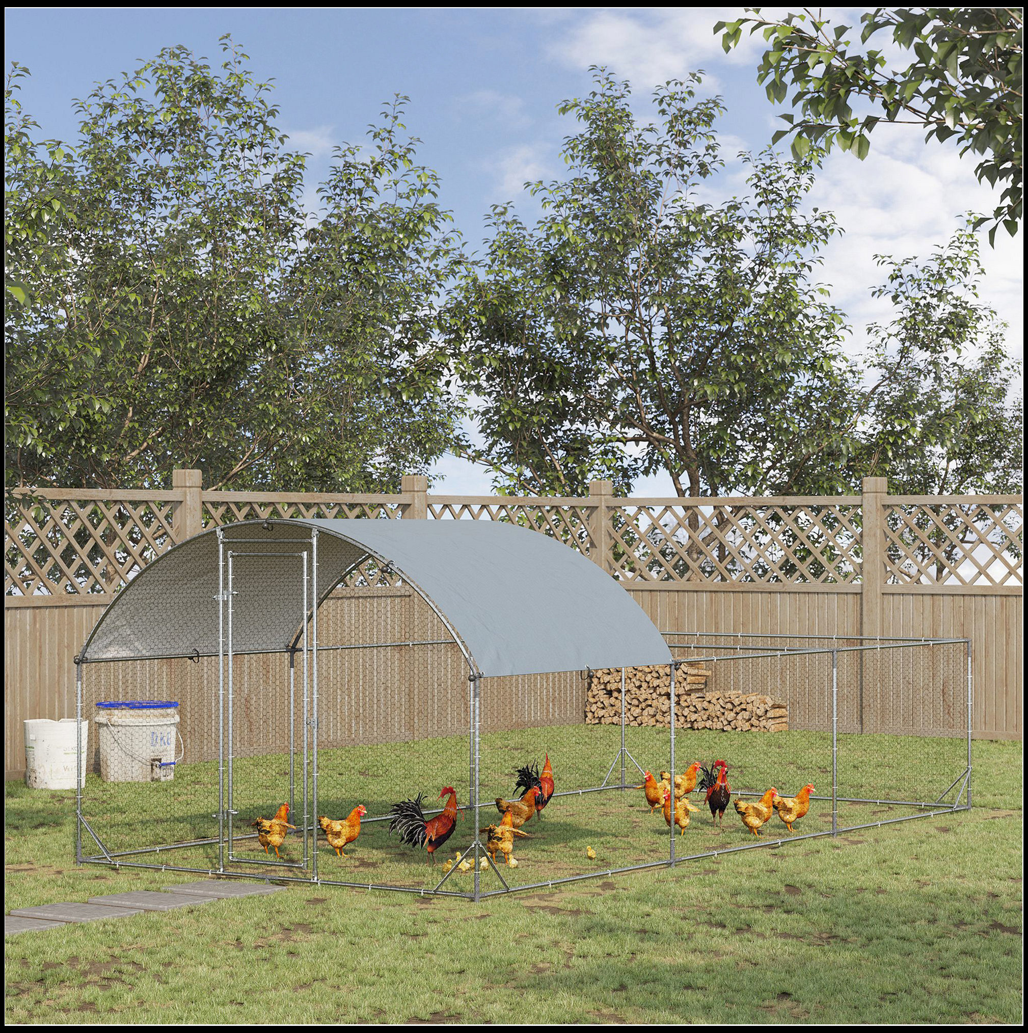 KUNMINGZHUHE Large Chicken Coop Metal Chicken Run For Chickens With ...