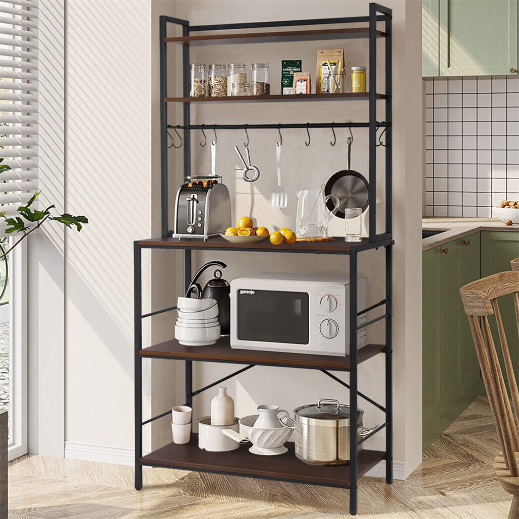 17 Stories Thamim 33.3'' Iron Standard Baker's Rack with Microwave ...