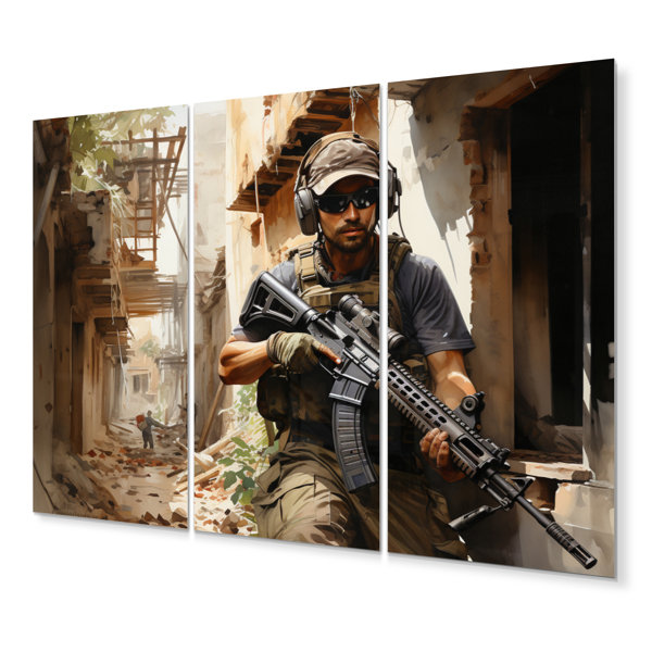 DesignArt Us Military in Mission III - Army Metal Wall Art Prints Set ...