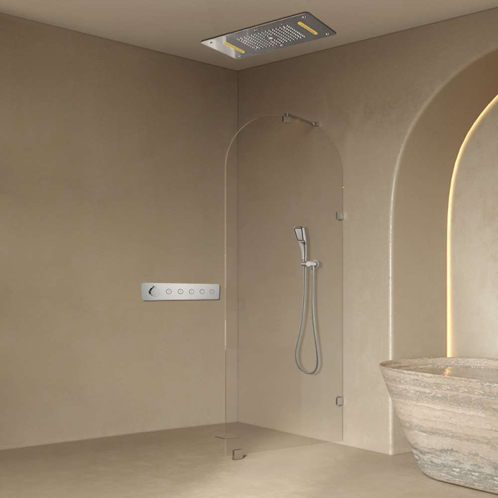 FontanaShowers Modern Recessed Ceiling Shower with Thermostatic Control ...