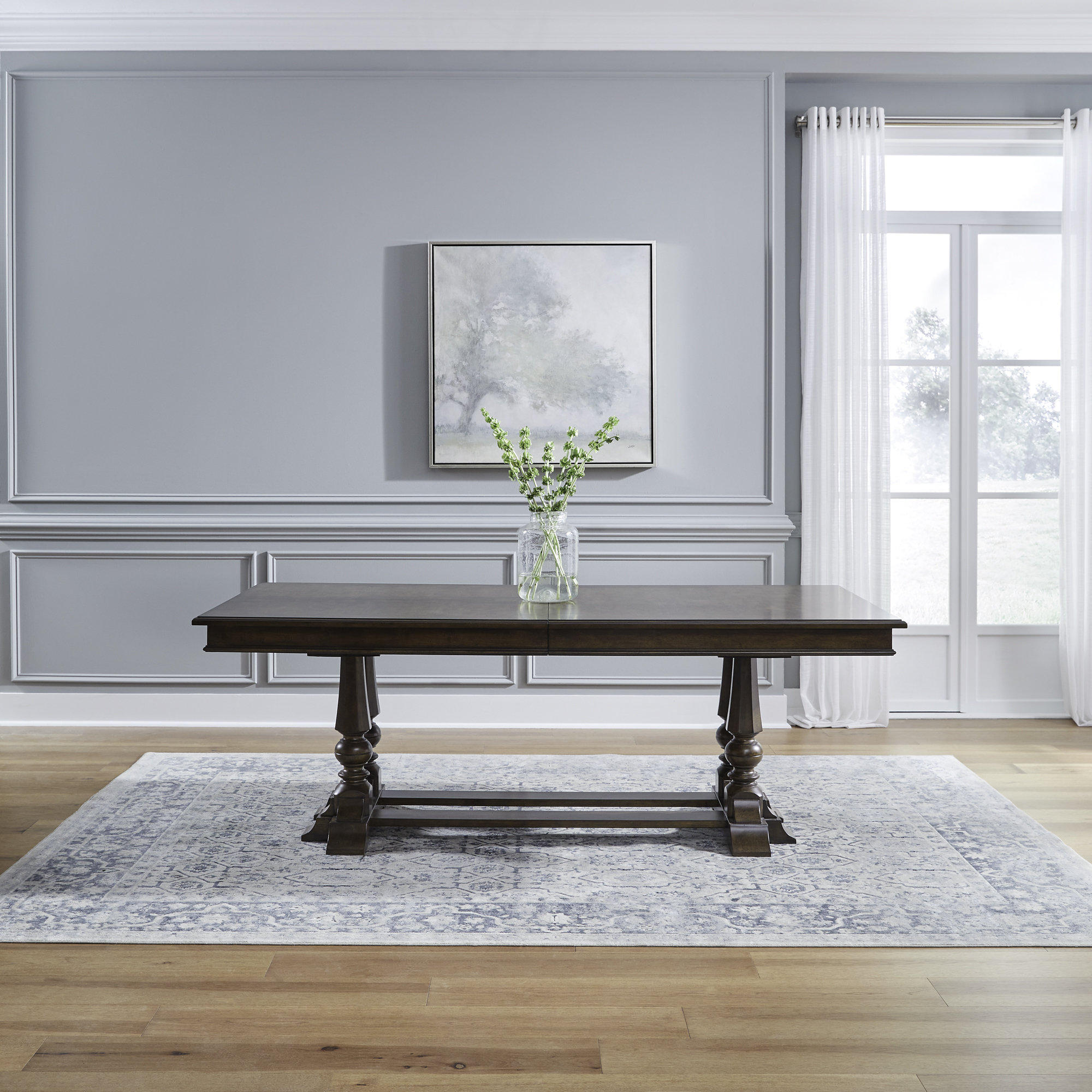 Red Barrel Studio® Tawona Trestle Dining Table w/ 24 Inch Self Storing ...