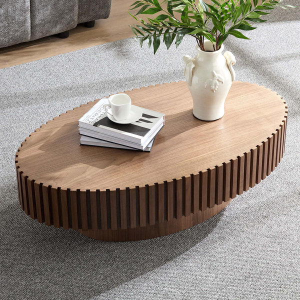 MSTYLE Modern Handcraft Drum Coffee Table Length 43.7 Inch Ellipse ...
