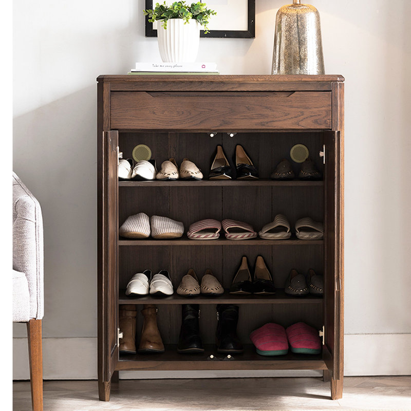 DICIXA Full Solid And Minimalist Wooden Shoe Cabinet 16 Pair Shoe ...