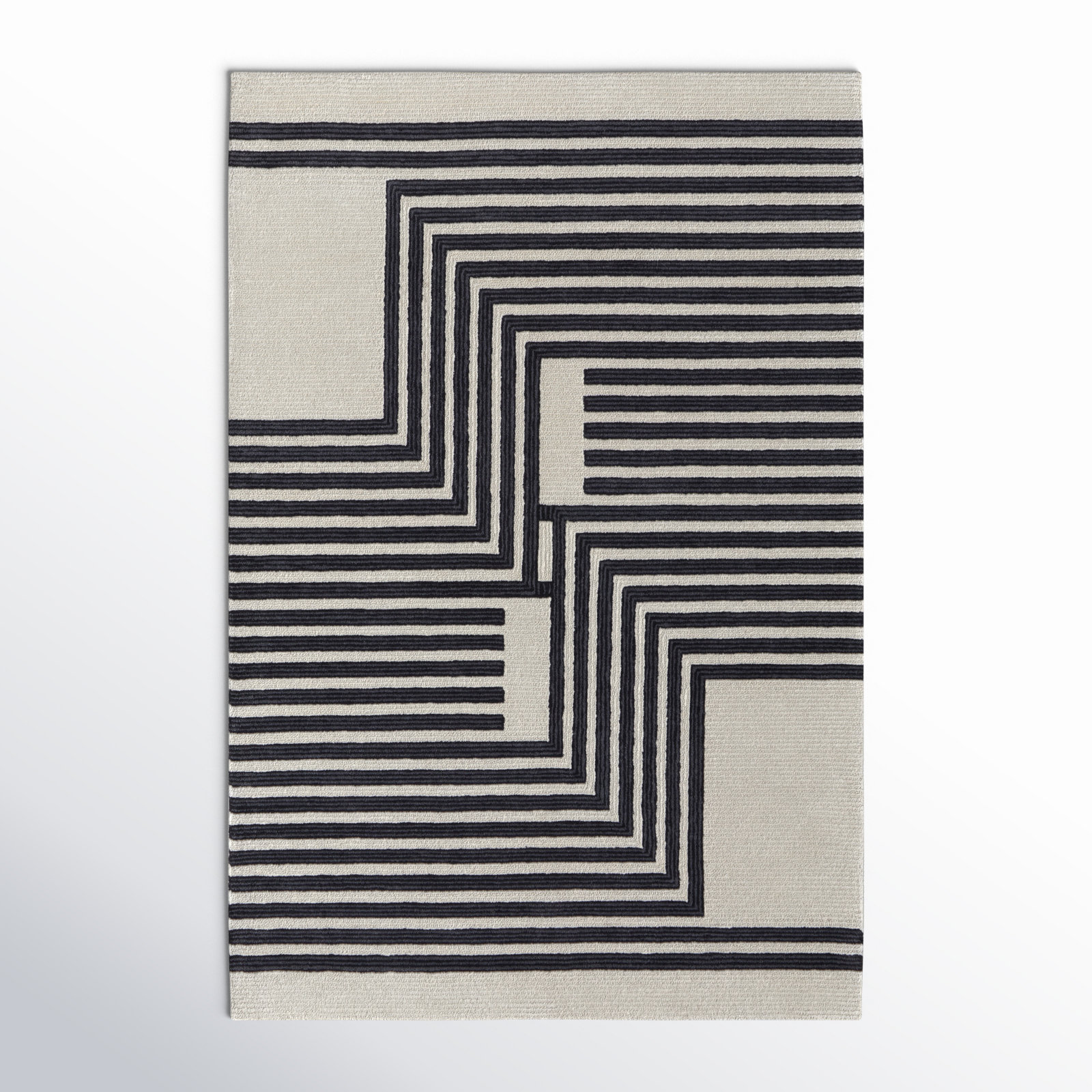 AllModern Raku Architectural Mid-Century Modern, Ivory / Black, 12' X ...