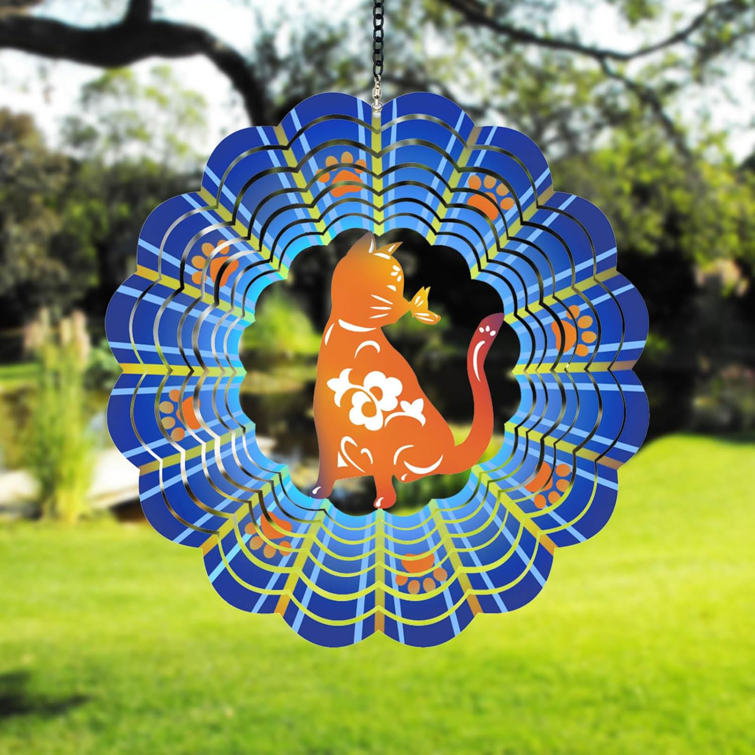 Arlmont & Co. Cat Decor Metal Cat Decorations Wind Spinners Outdoor ...