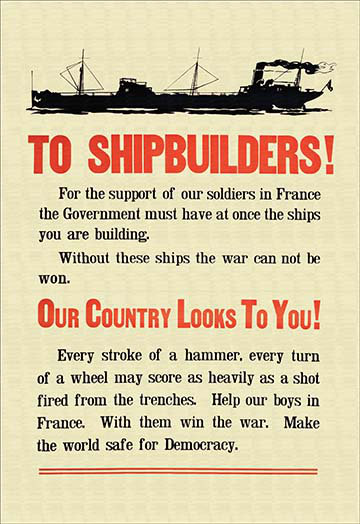 Buyenlarge 'To Shipbuilders! Our Country Looks to You!' Vintage ...