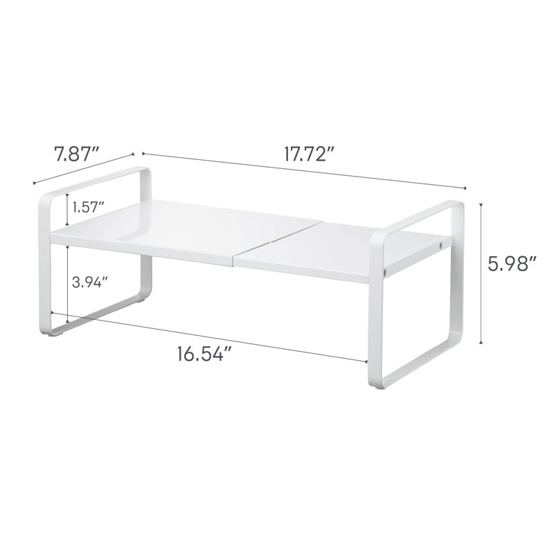 Yamazaki Home Steel Kitchen 2 Tiered Shelf Rack- Expandable Countertop ...