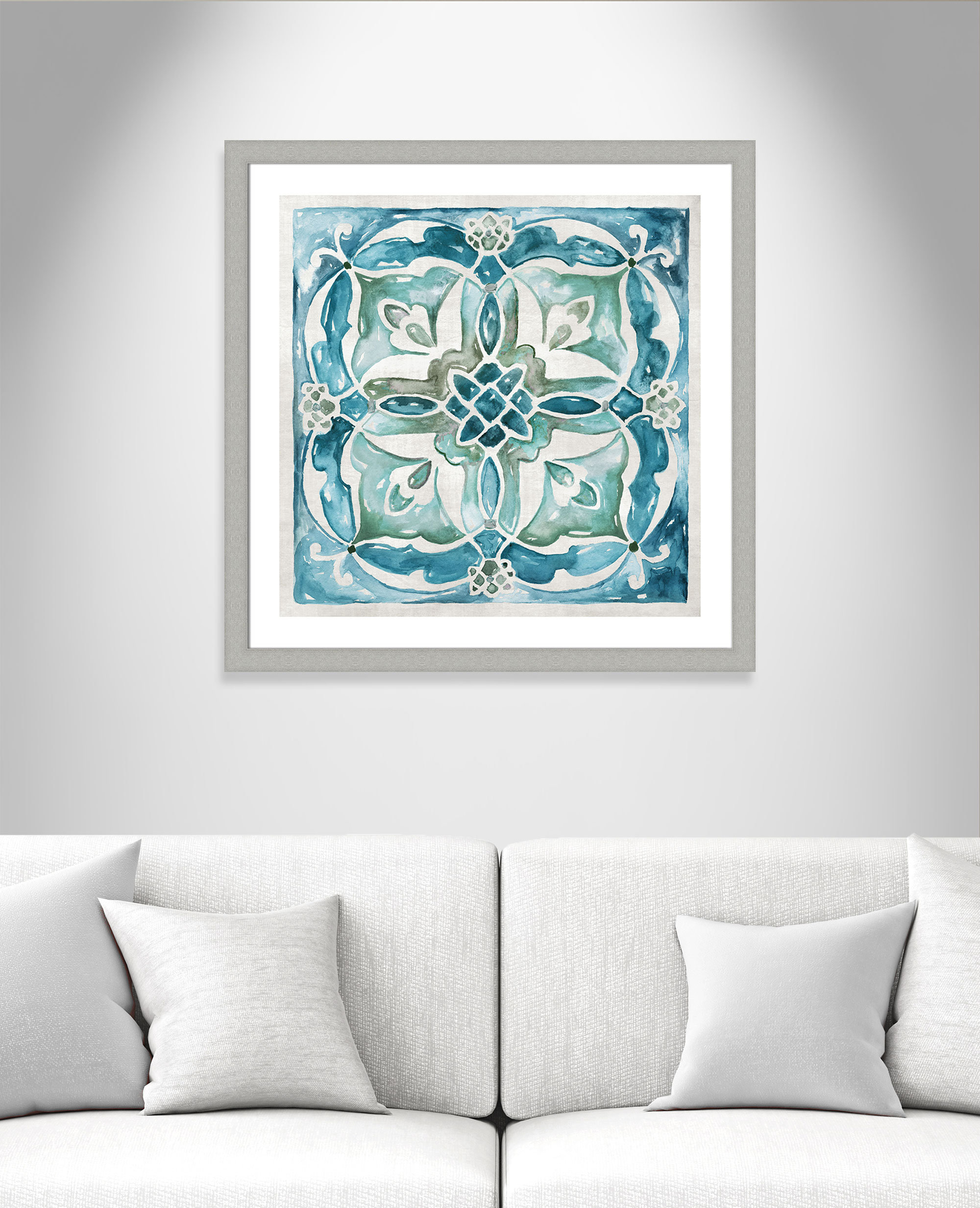 Charlton Home® Gabriyel Caribbean Tile III' Framed Watercolor Painting ...