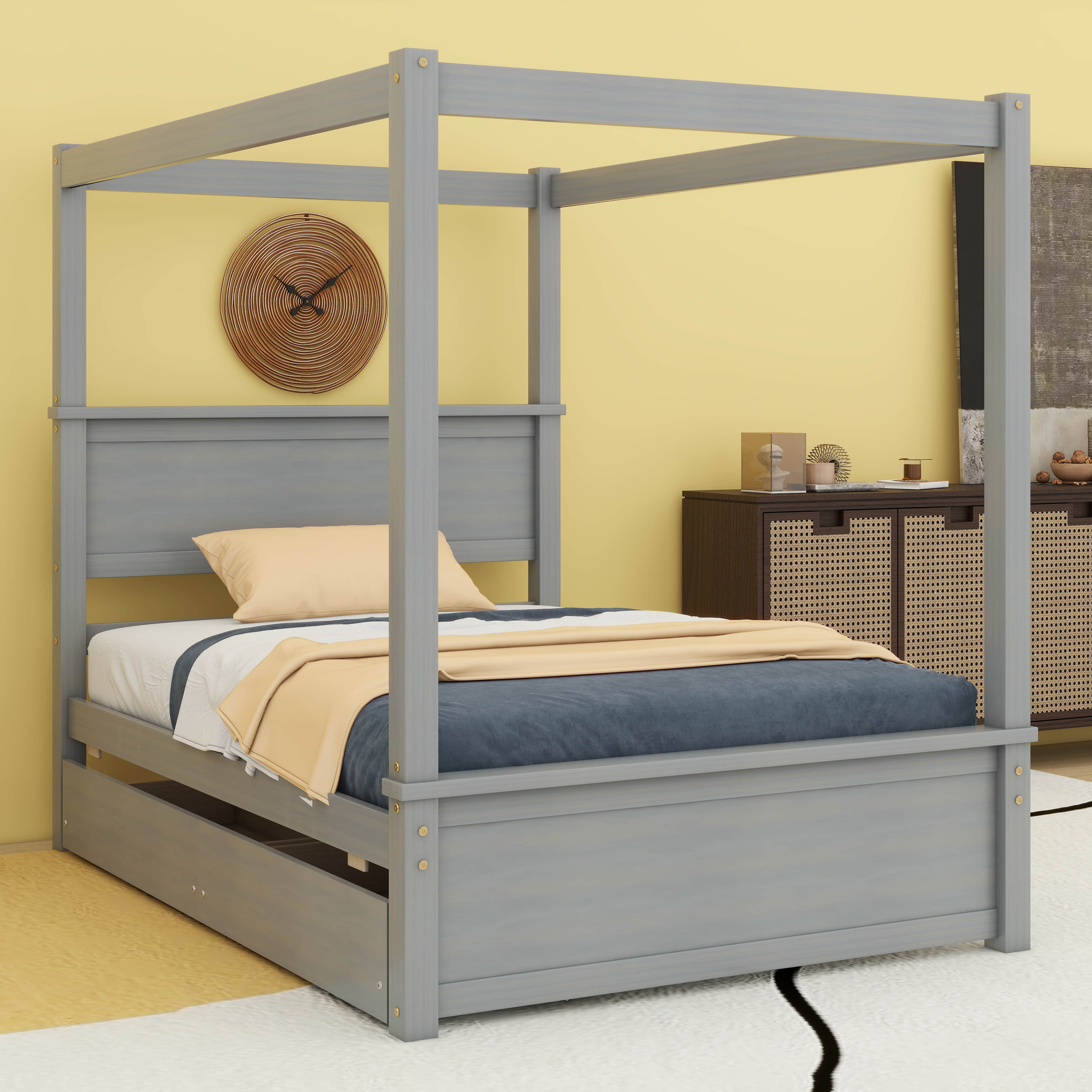 Harriet Bee Harroll Full Size Canopy Platform Bed | Wayfair