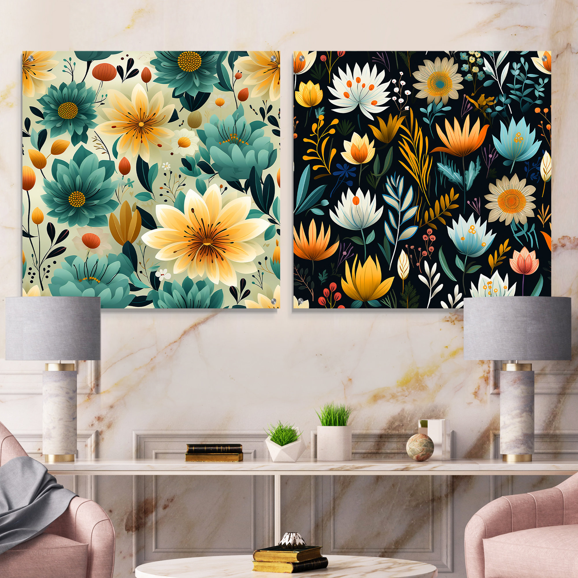 Design Art Mindfulness Sanctuary Mediation - Floral Acrylic Wall Art ...