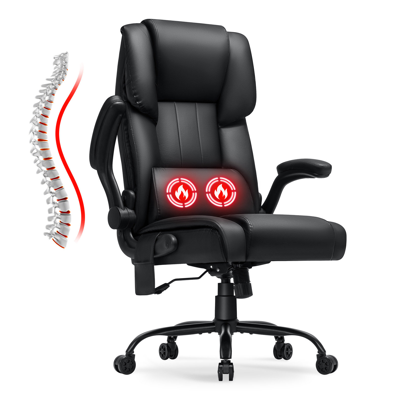 Latitude Run® Heated Massage Executive Office Chair Ergonomic Office ...
