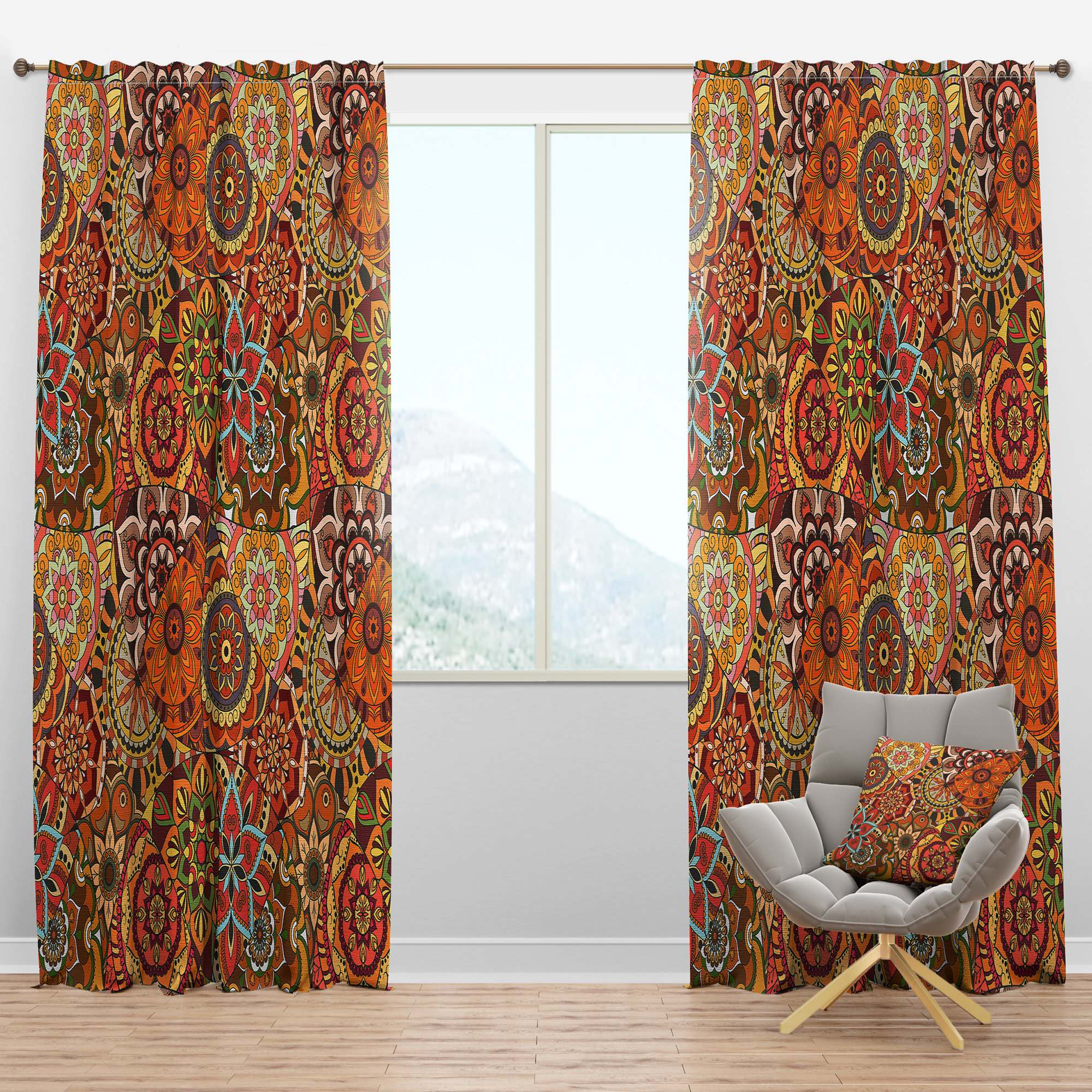 Design Art Pattern Tile with Mandalas - Floral Bohemian & Eclectic Semi ...