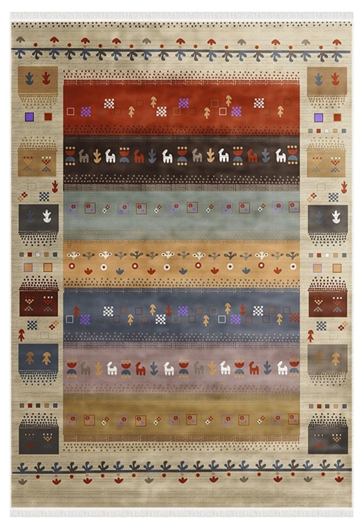 Rugpera Lanett Beige And Brown Color Geometric Design Carpet Machine ...