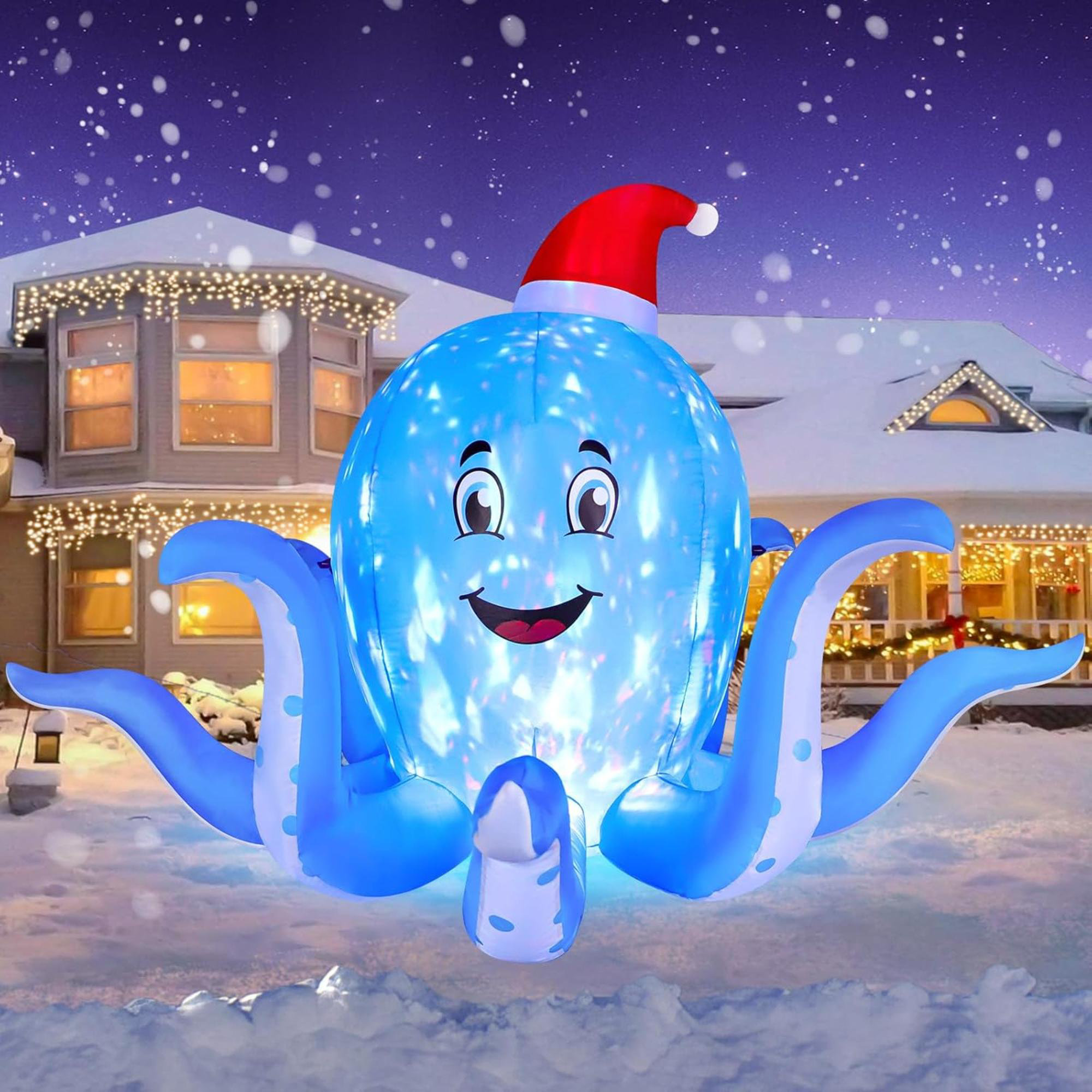 The Holiday Aisle® Christmas Inflatable Octopus Outdoor Decorations ...