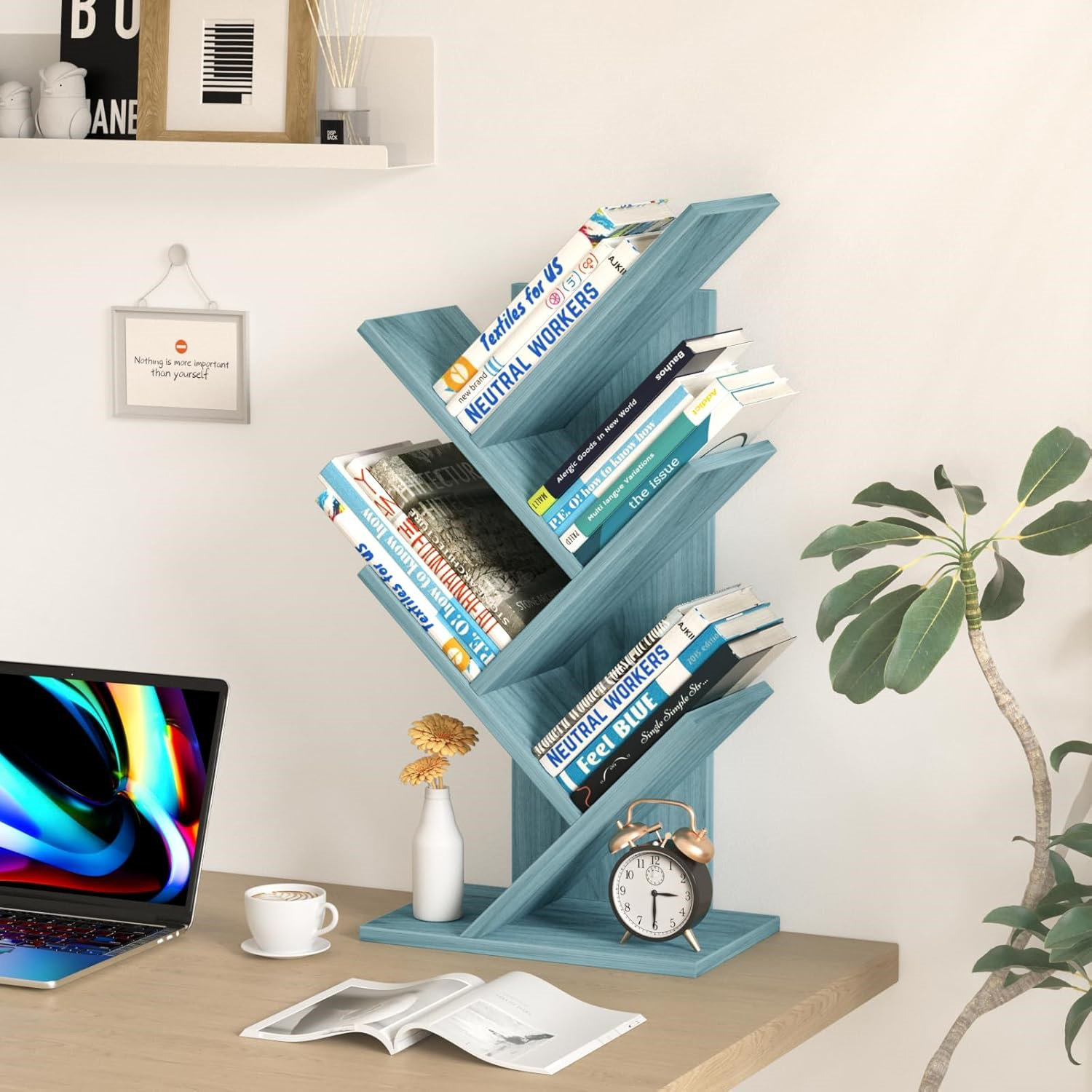 Wrought Studio 5 Tier Tree Book Shelf, Small Desktop Bookshelf with ...