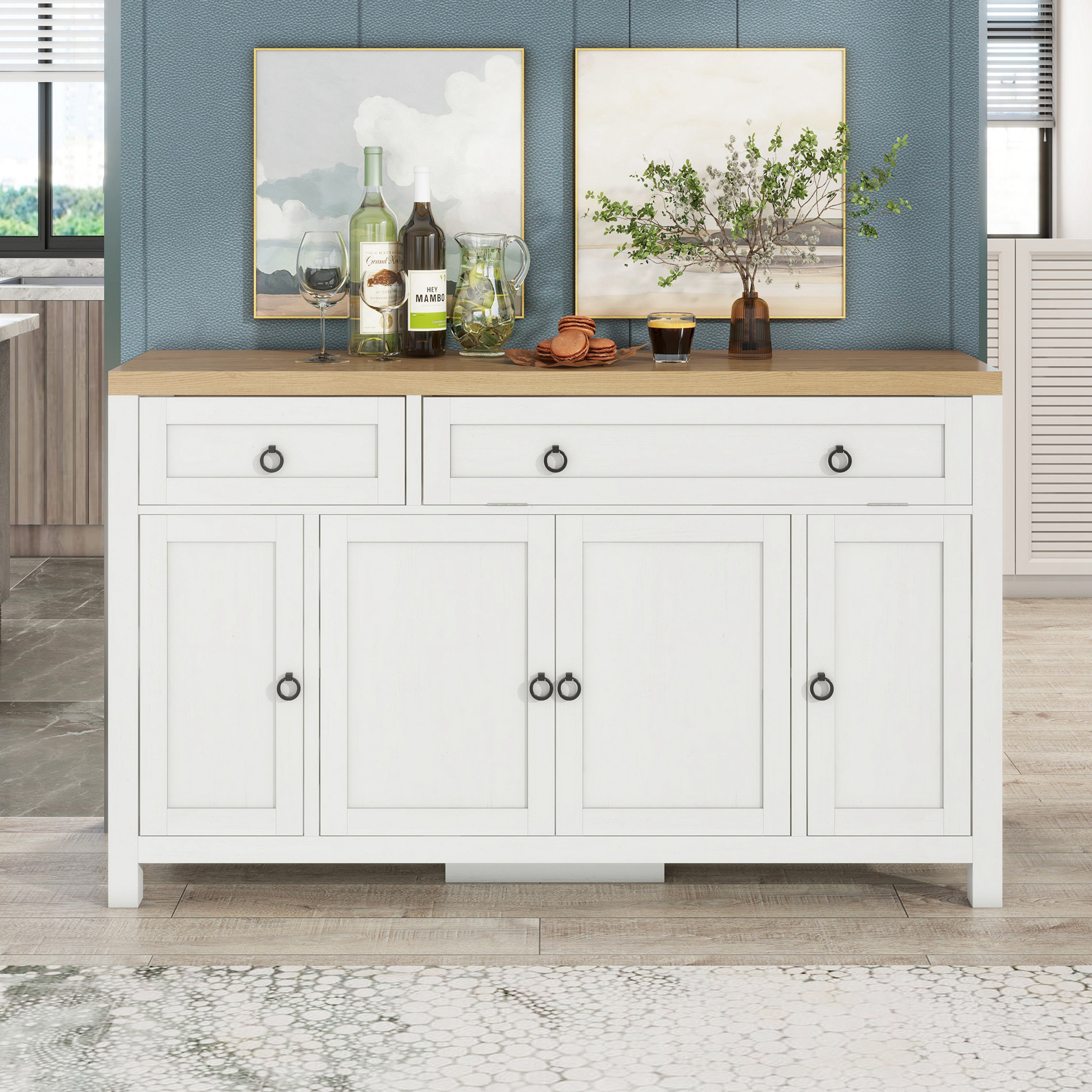Longshore Tides Grand buffet de rangement de style rétro avec porte ...