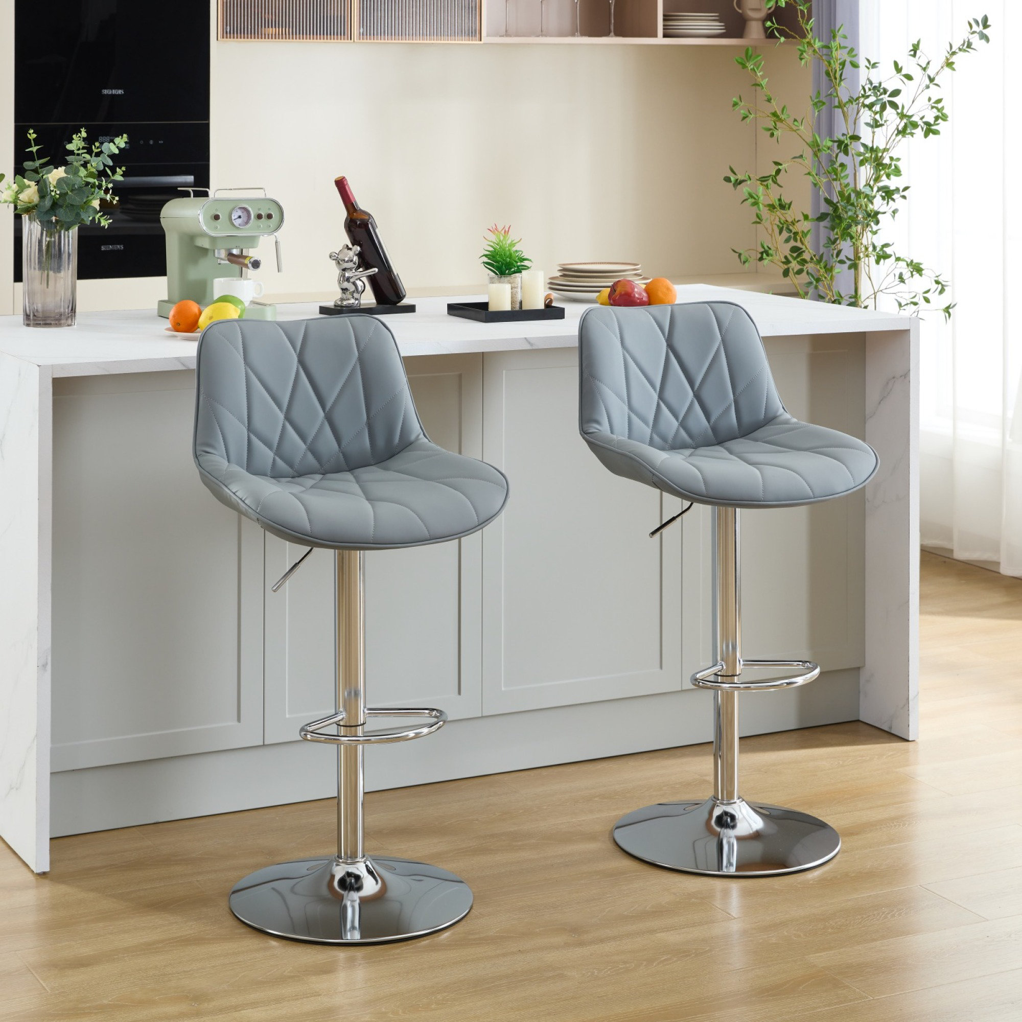 George Oliver Sleek Gray Adjustable Height Bar Stools For Your Kitchen ...