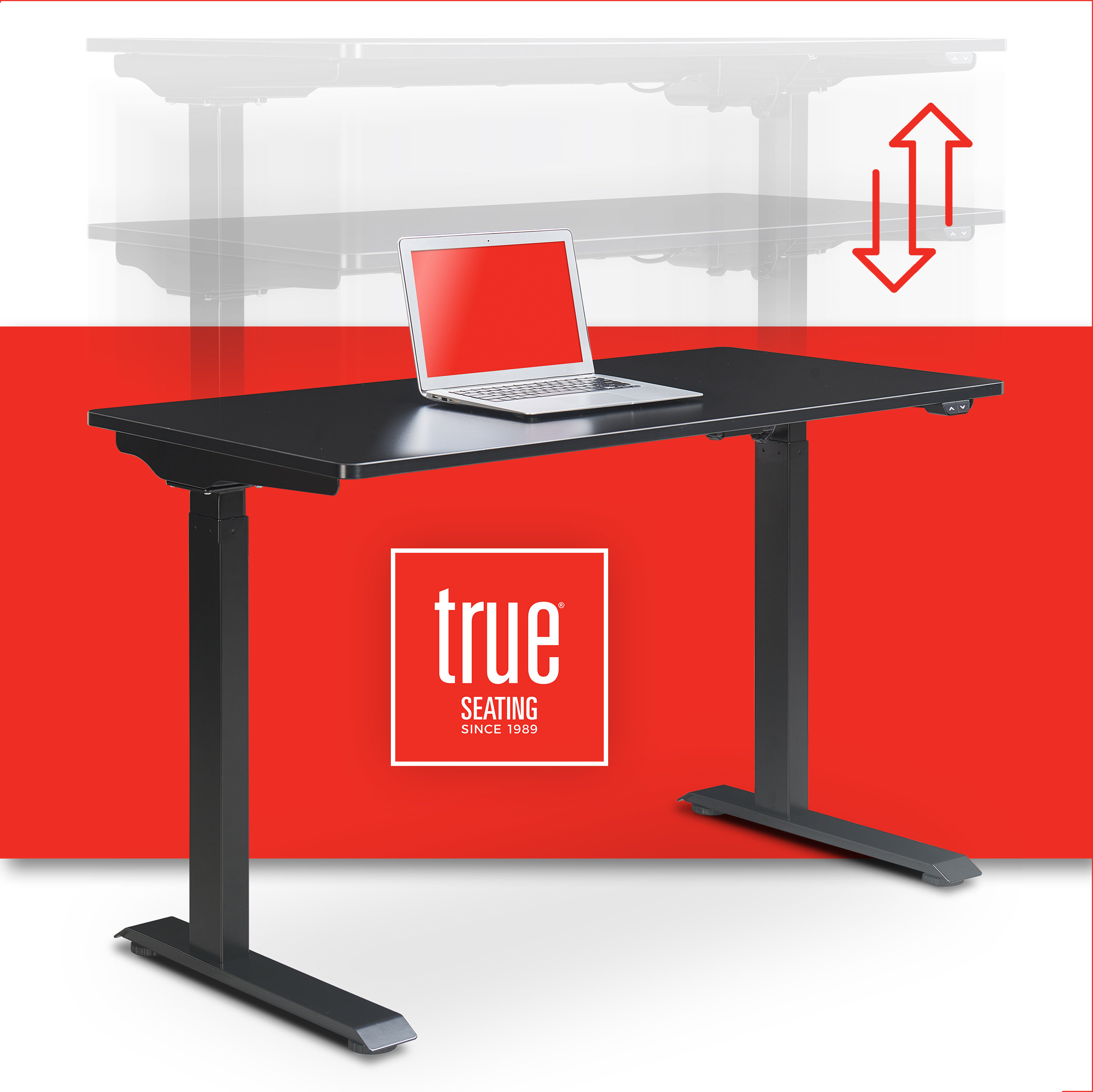 TrueSeating Ergo Electric Height Adjustable 47" Standing Computer Desk ...