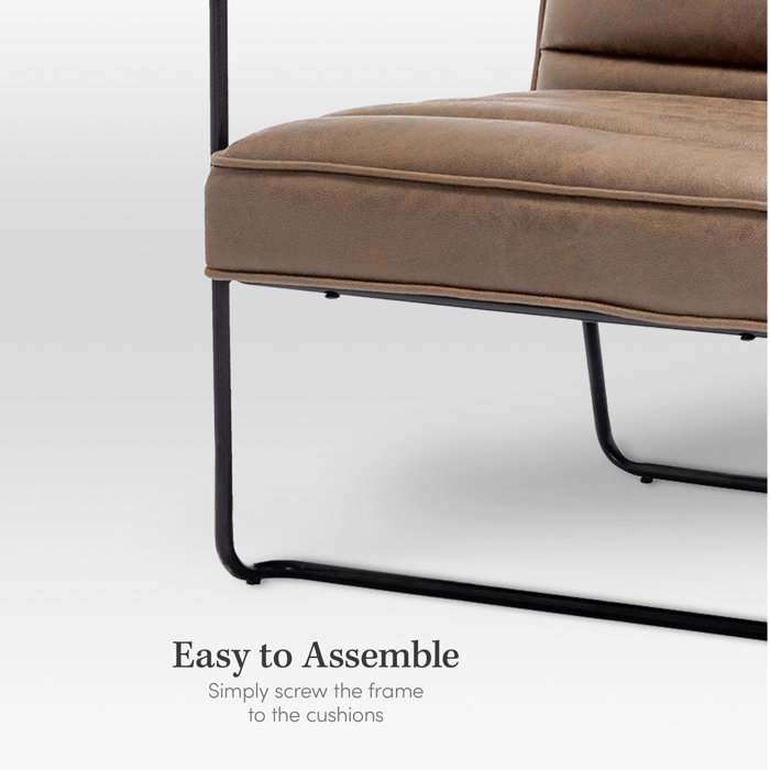 17 Stories Industrial Metal Accent Chair with Horizontal Channeling ...