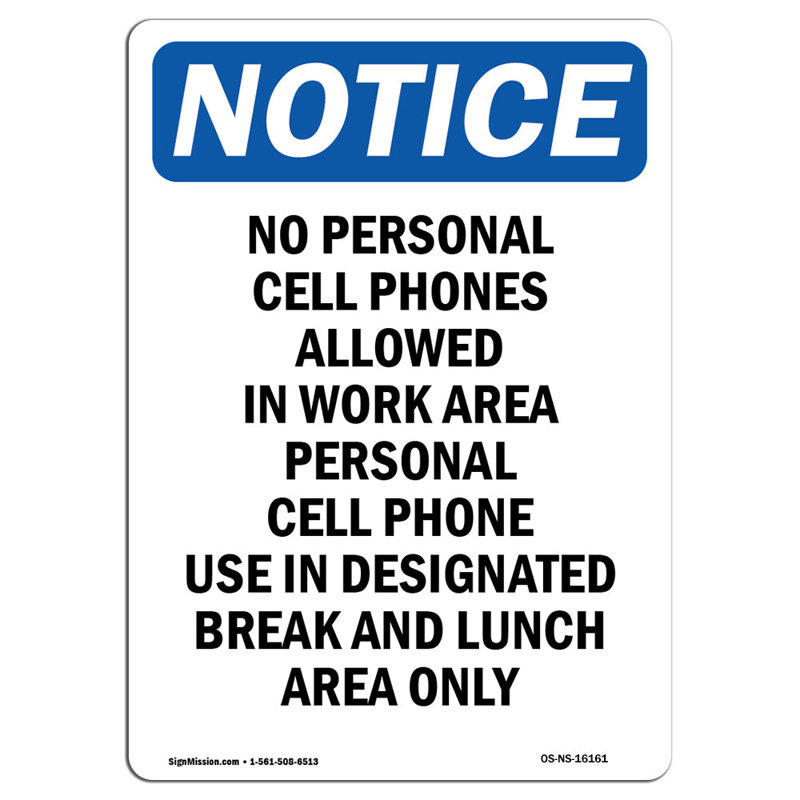 SignMission No Personal Cell Phones Allowed Sign | Wayfair