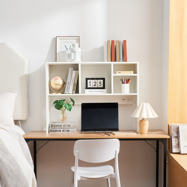 DormCo The College Cube Dorm Desk Bookshelf with Outlet - White | Wayfair