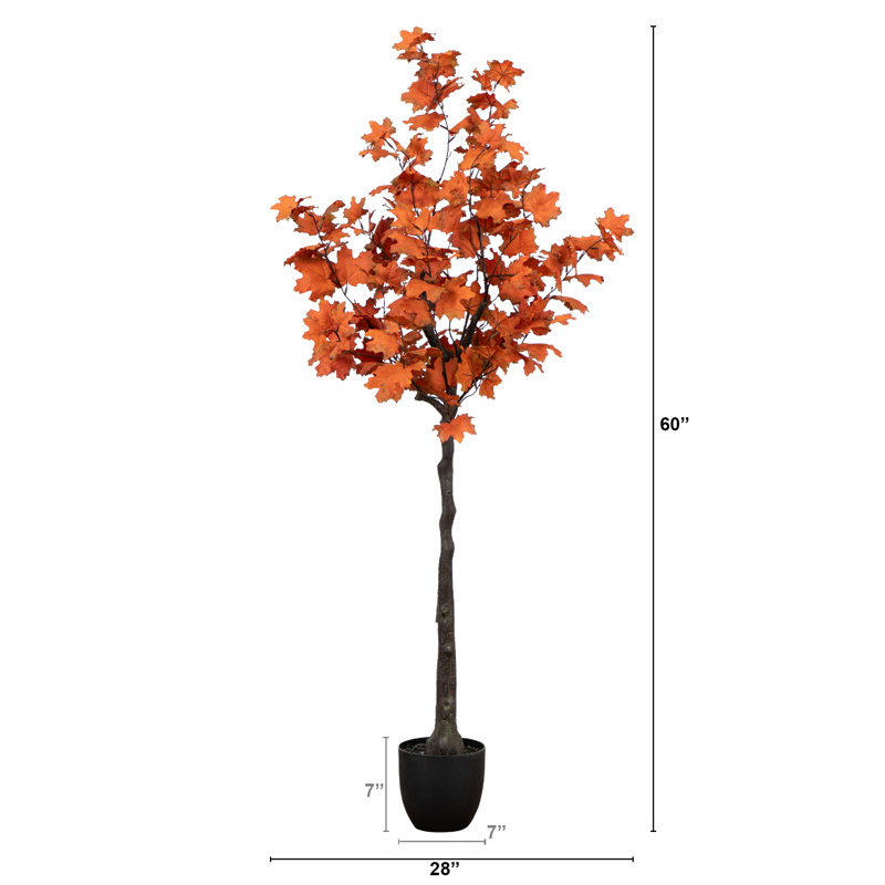 Primrue 5ft. Autumn Rustic Maple Artificial Fall Tree | Wayfair