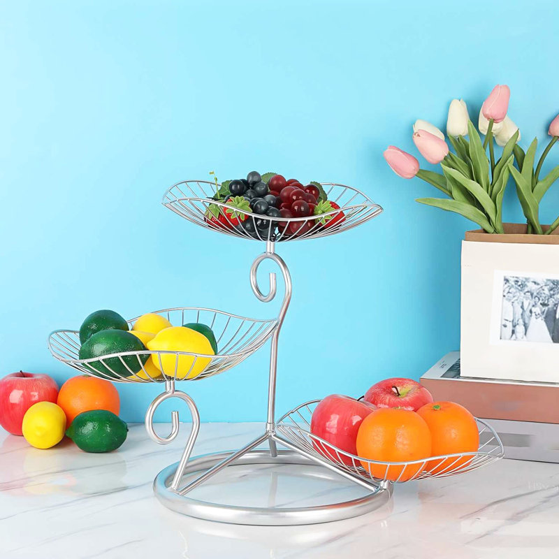 AKLOV 3-Tier Fruit Basket Stand Decorative Iron Fruit Bowl | Wayfair
