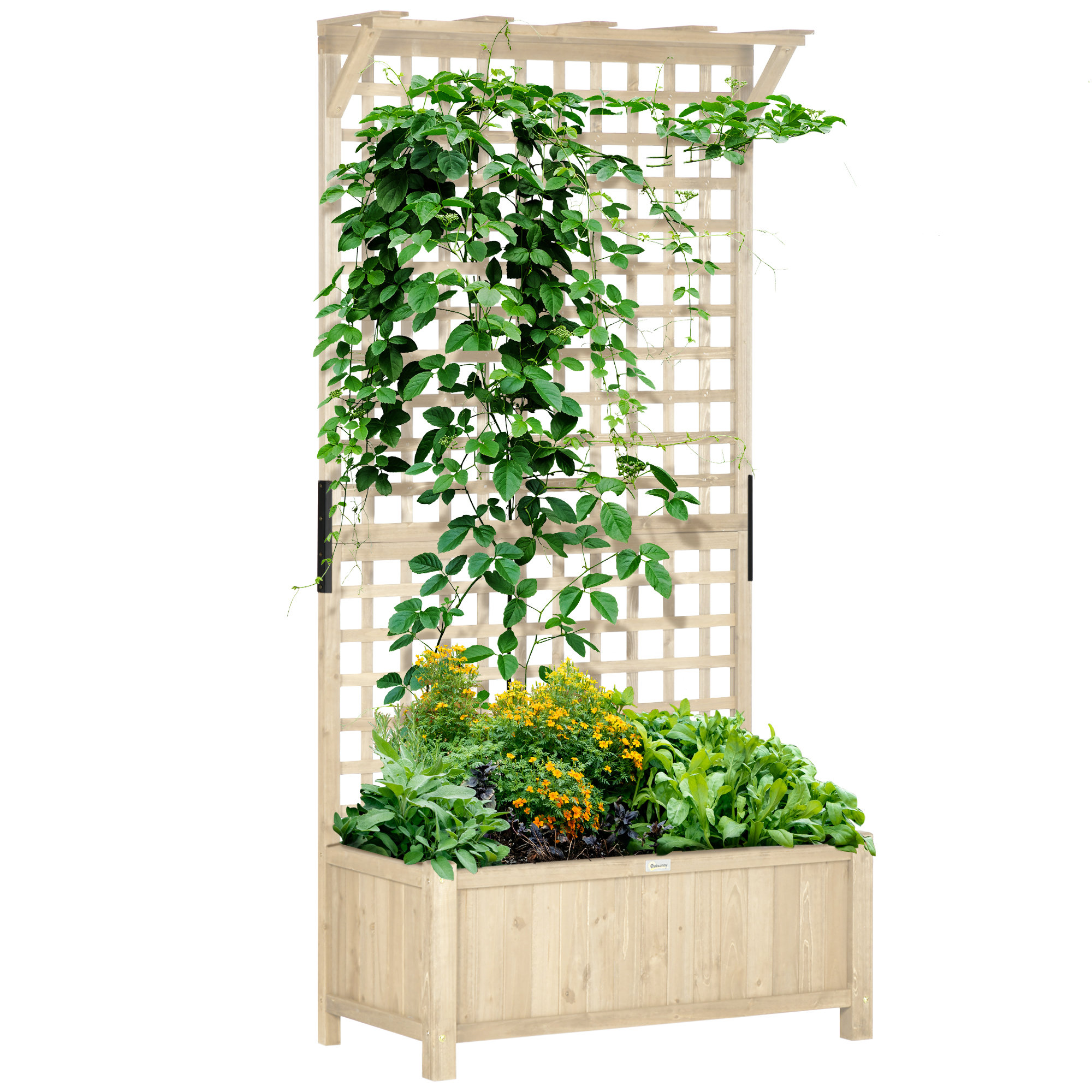 Red Barrel Studio® Wood Planter with Trellis Privacy Screen Narural ...