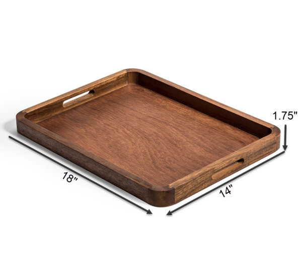 Union Rustic Kalmar Home Acacia Wood Rectangle Serving Tray & Reviews ...