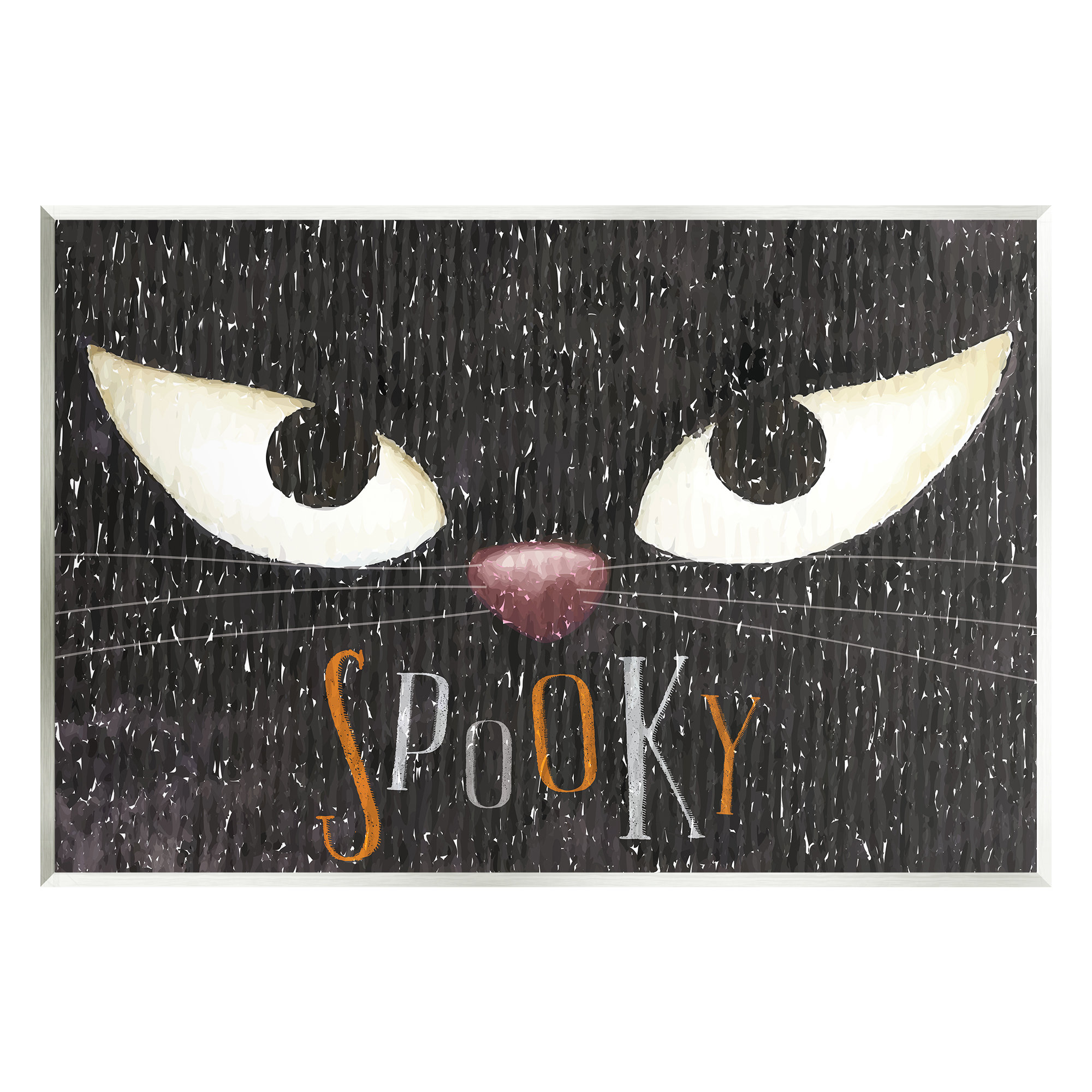 Stupell Industries Spooky Halloween Black Cat Eyes by ND Art - Floater ...