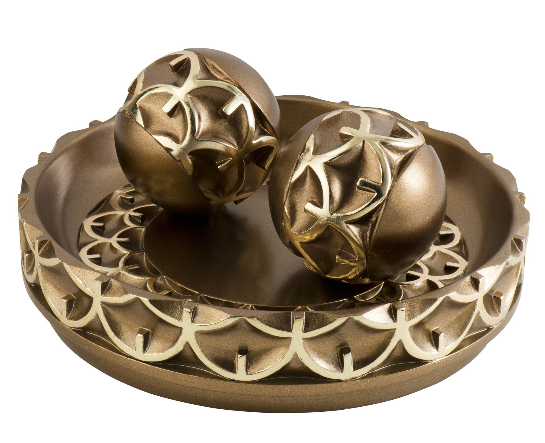 House of Hampton® Jordin Round Decorative Bowl with 2 Spheres | Wayfair