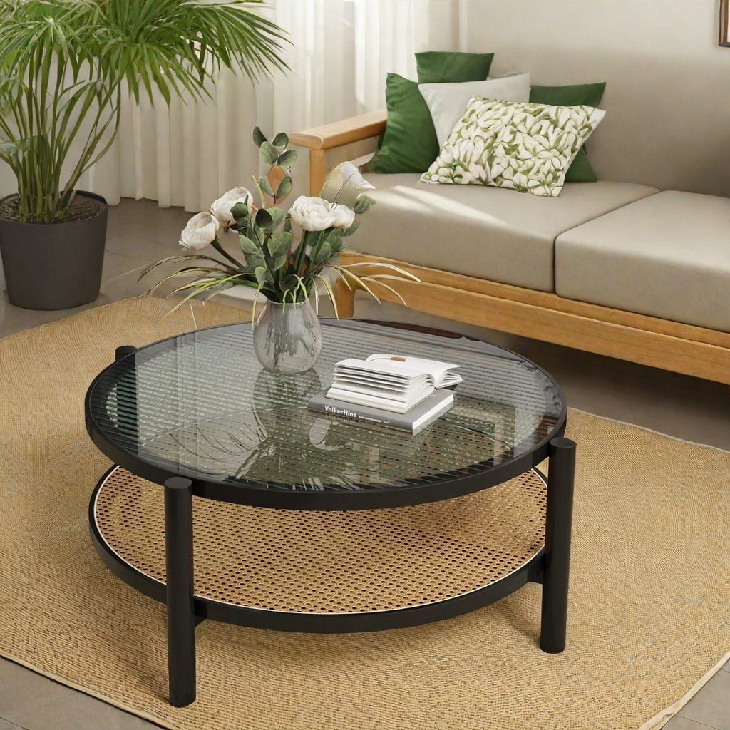 Lark Manor Transparent Glass Dining Table Top, Round Glass Table Top ...