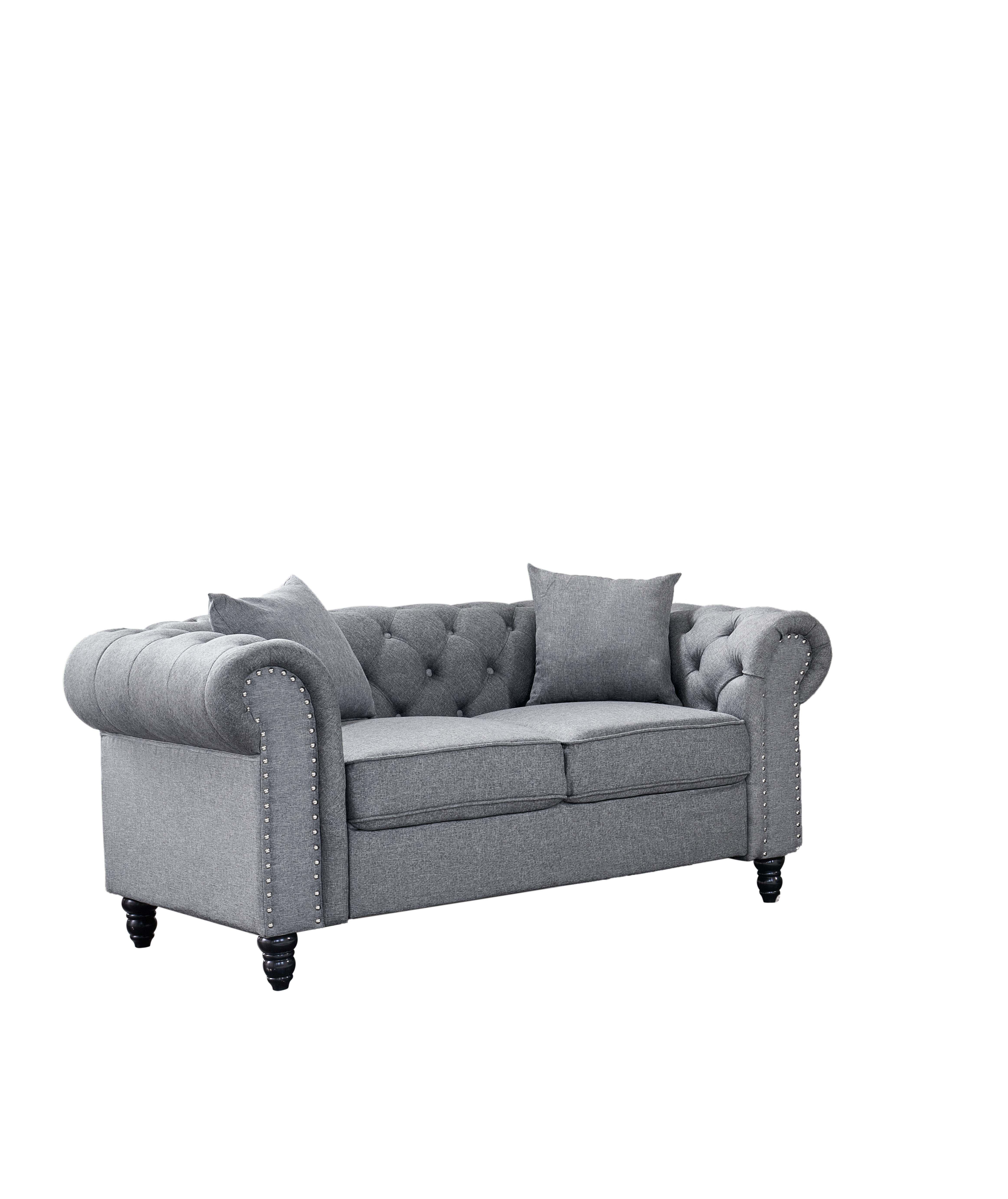 Charlton Home® Cobyn 91'' Cotton Round Arm Chesterfield Loveseat | Wayfair
