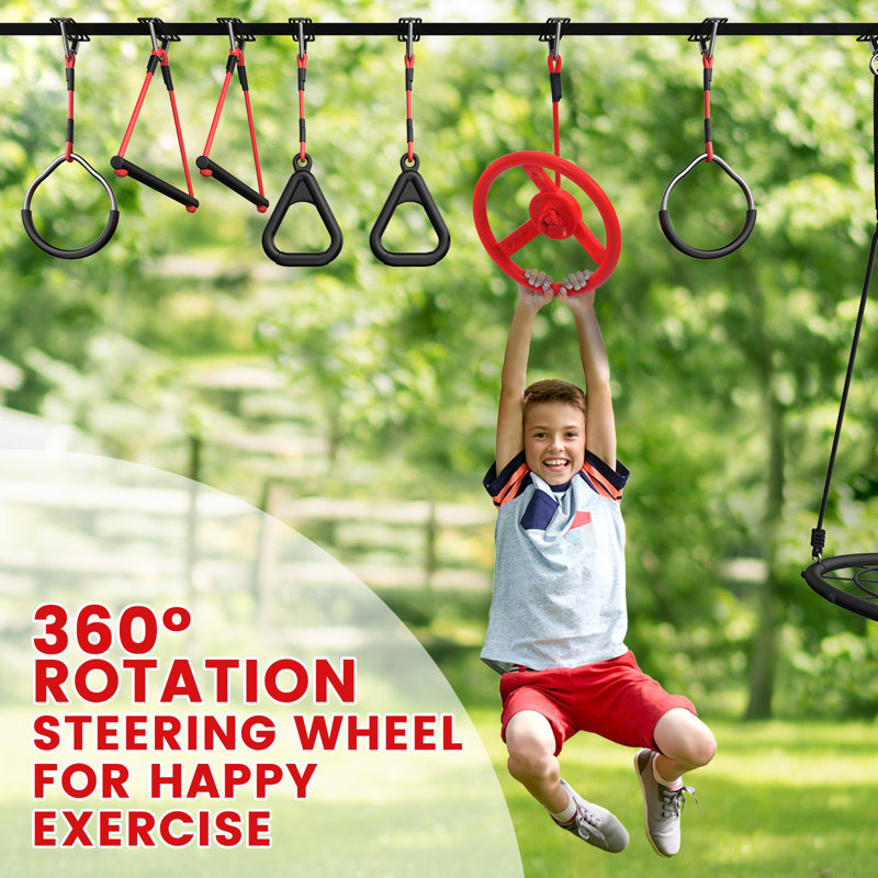 Klo Kick 50ft Ninja Warrior Obstacle Course for Kids with Spider Swing ...