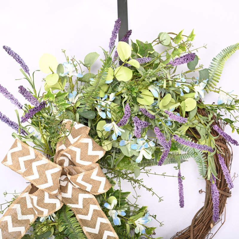 Primrue Handcrafted Faux 26'' Spring Summer Floral Wreath for Front ...