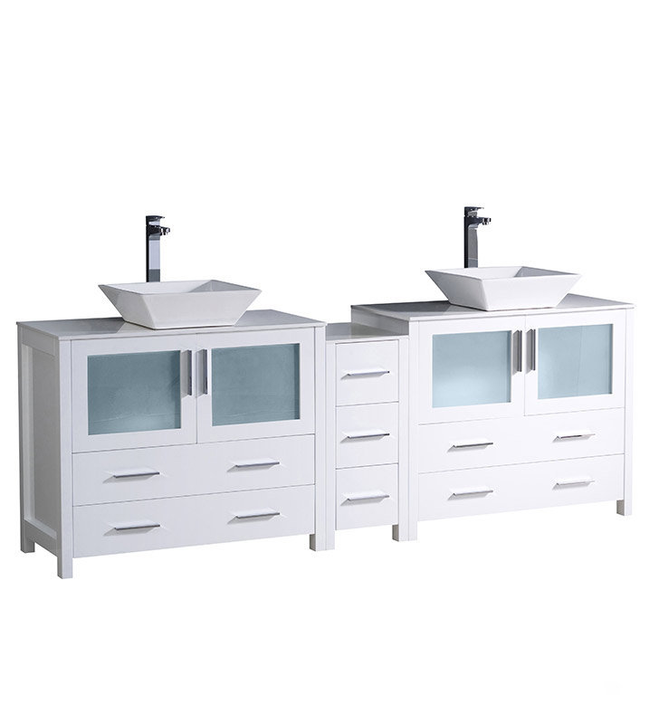 Fresca Torino 84" Free-Standing Double Vessel Sink Bathroom Vanity Set ...