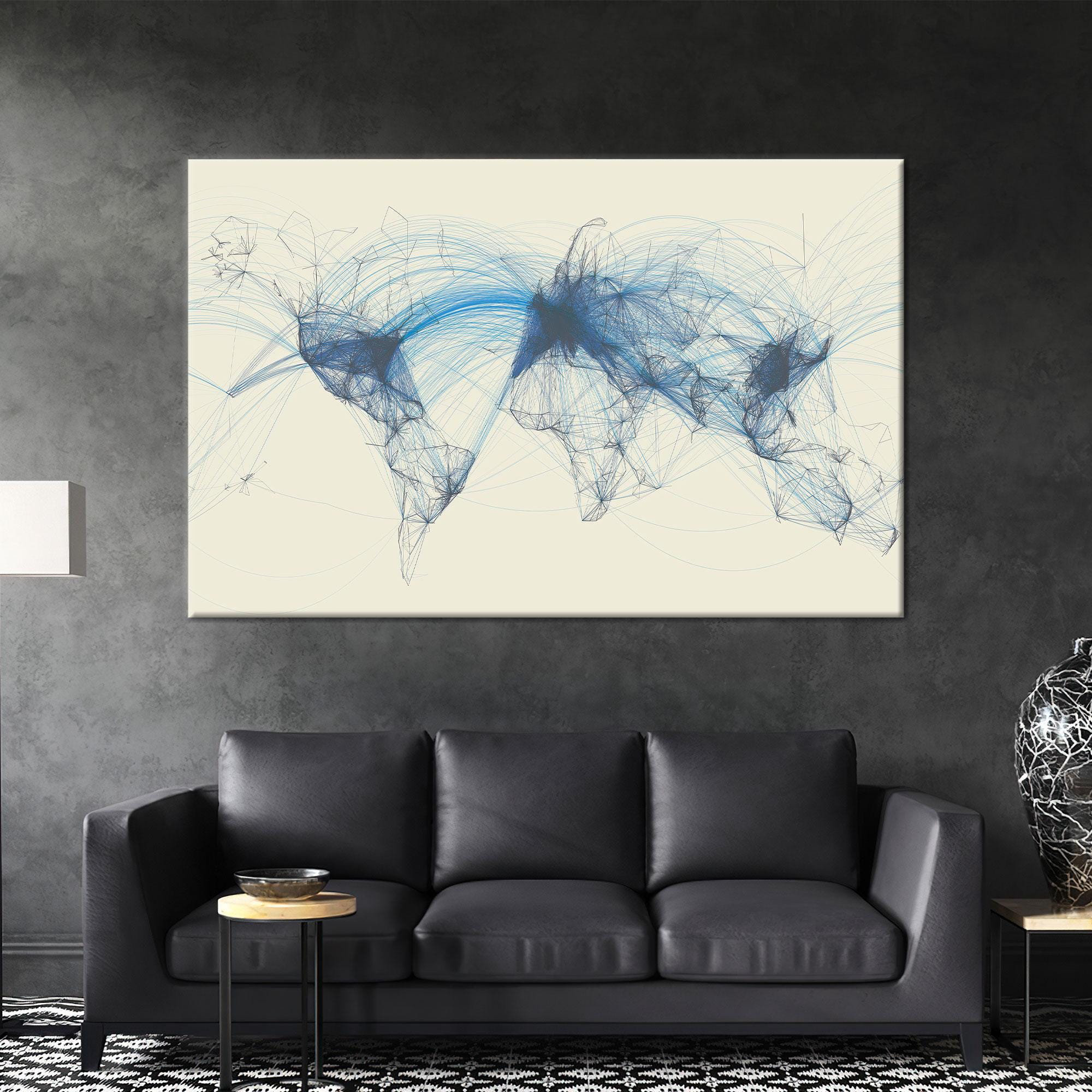 Orren Ellis Aviation Map Canvas Print Featuring Flight Routes World Map ...
