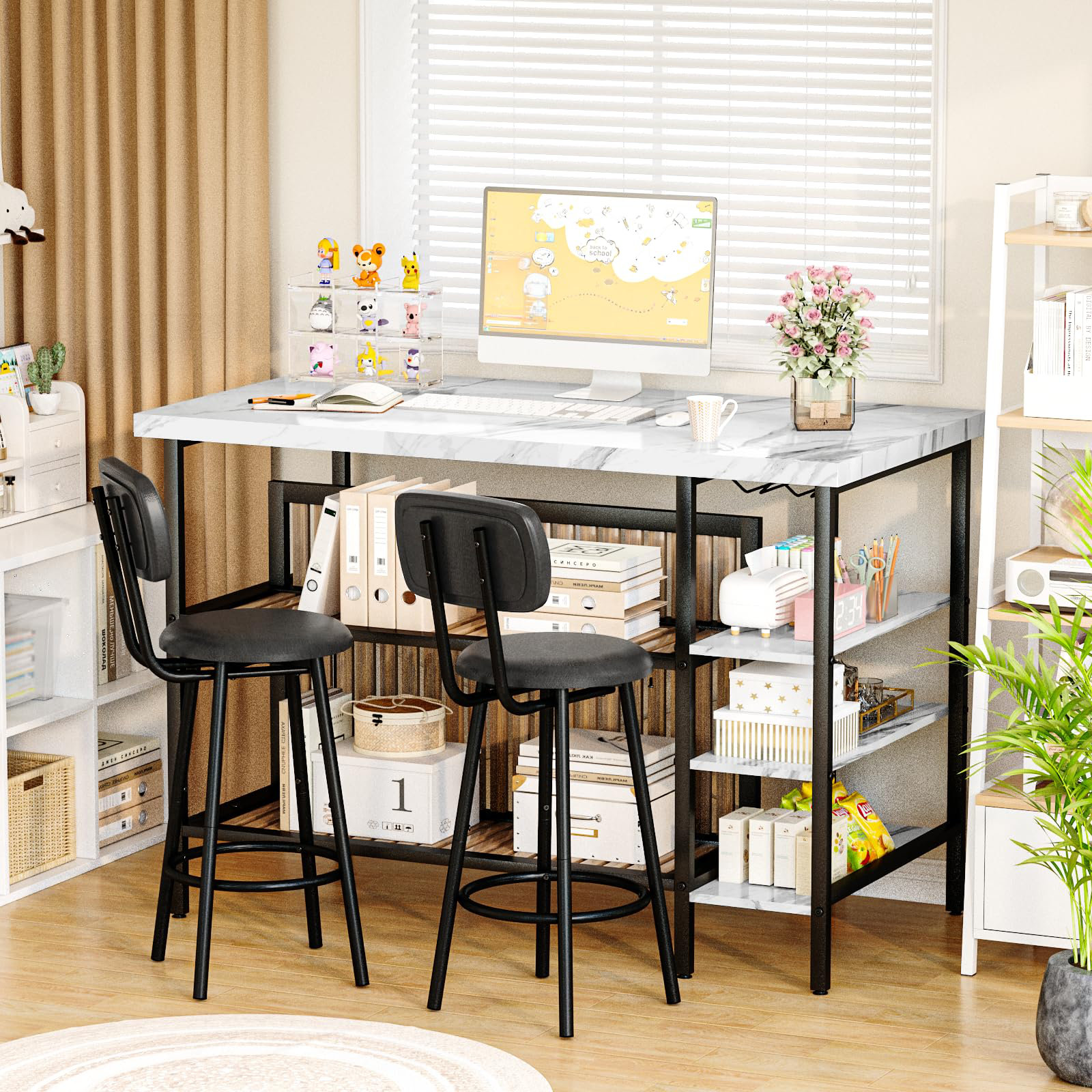 Wrought Studio 5-Shelf Dining Set with Stools: Space-Saving Dining ...