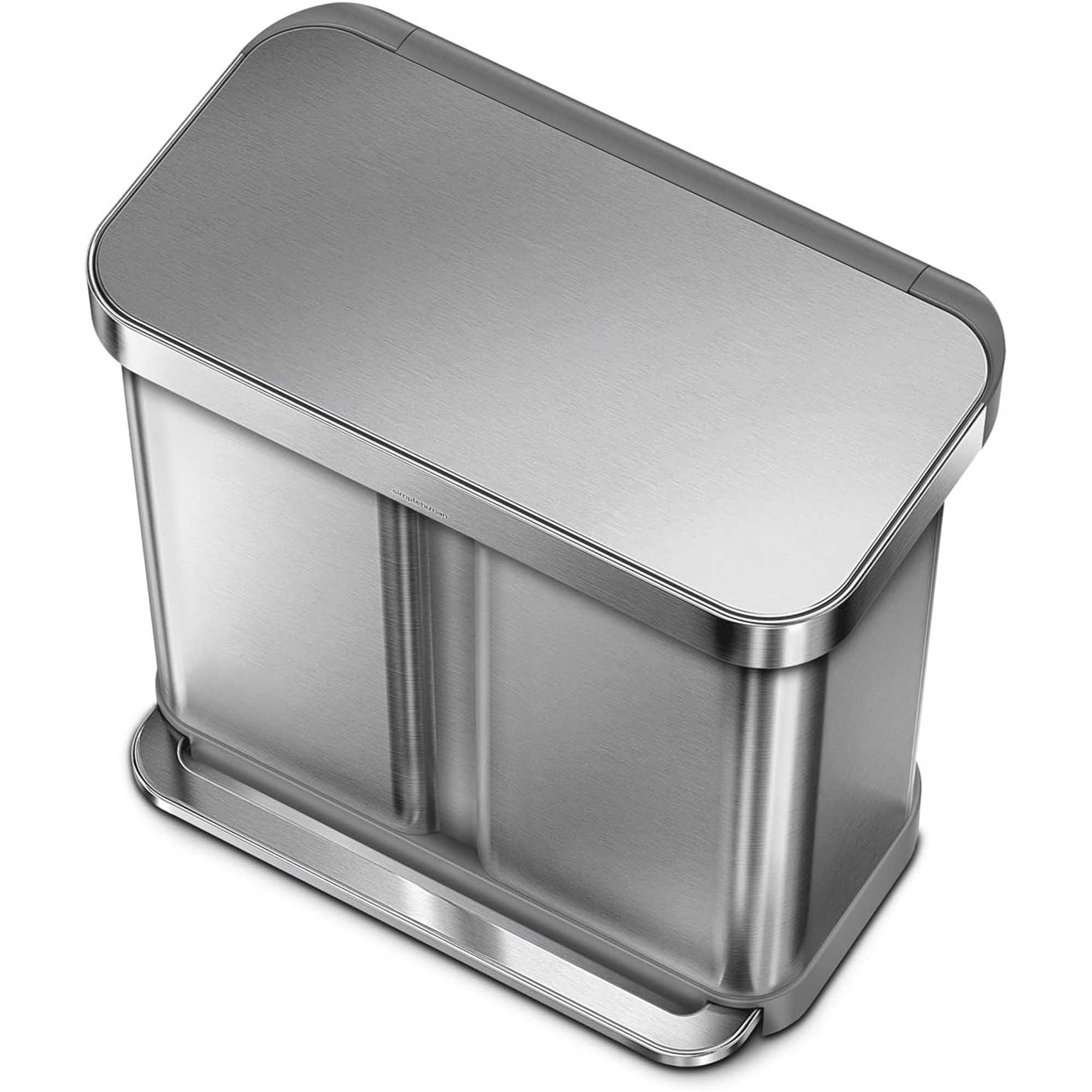TELA 58L/15.3G Rectangular Trash Can, Stainless Steel Hands-Free ...