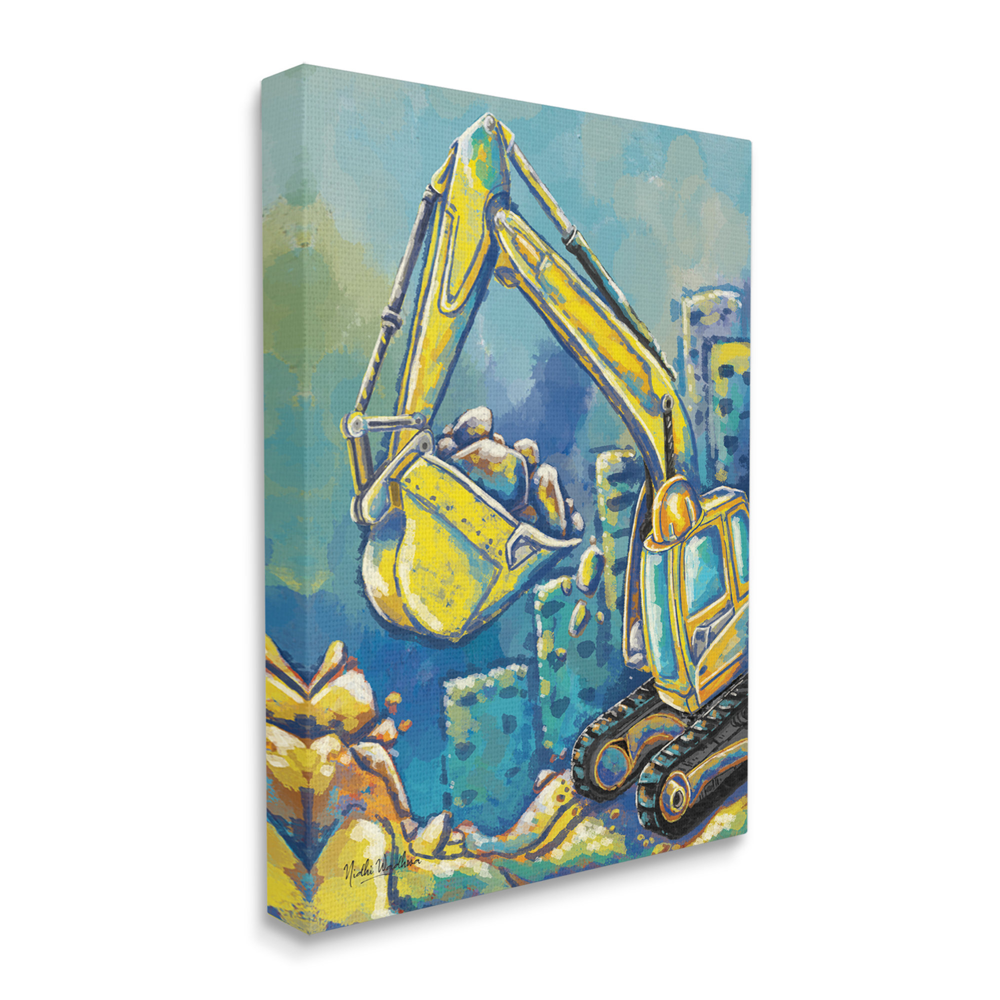 Red Barrel Studio® Bulldozer Construction Painting Canvas Wall Art ...