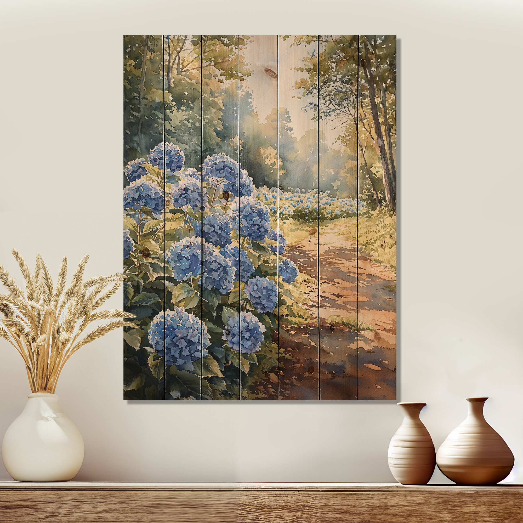 Ophelia & Co. Hydrangeas In The Orchard Field - Hydrangea Wood Wall Art ...