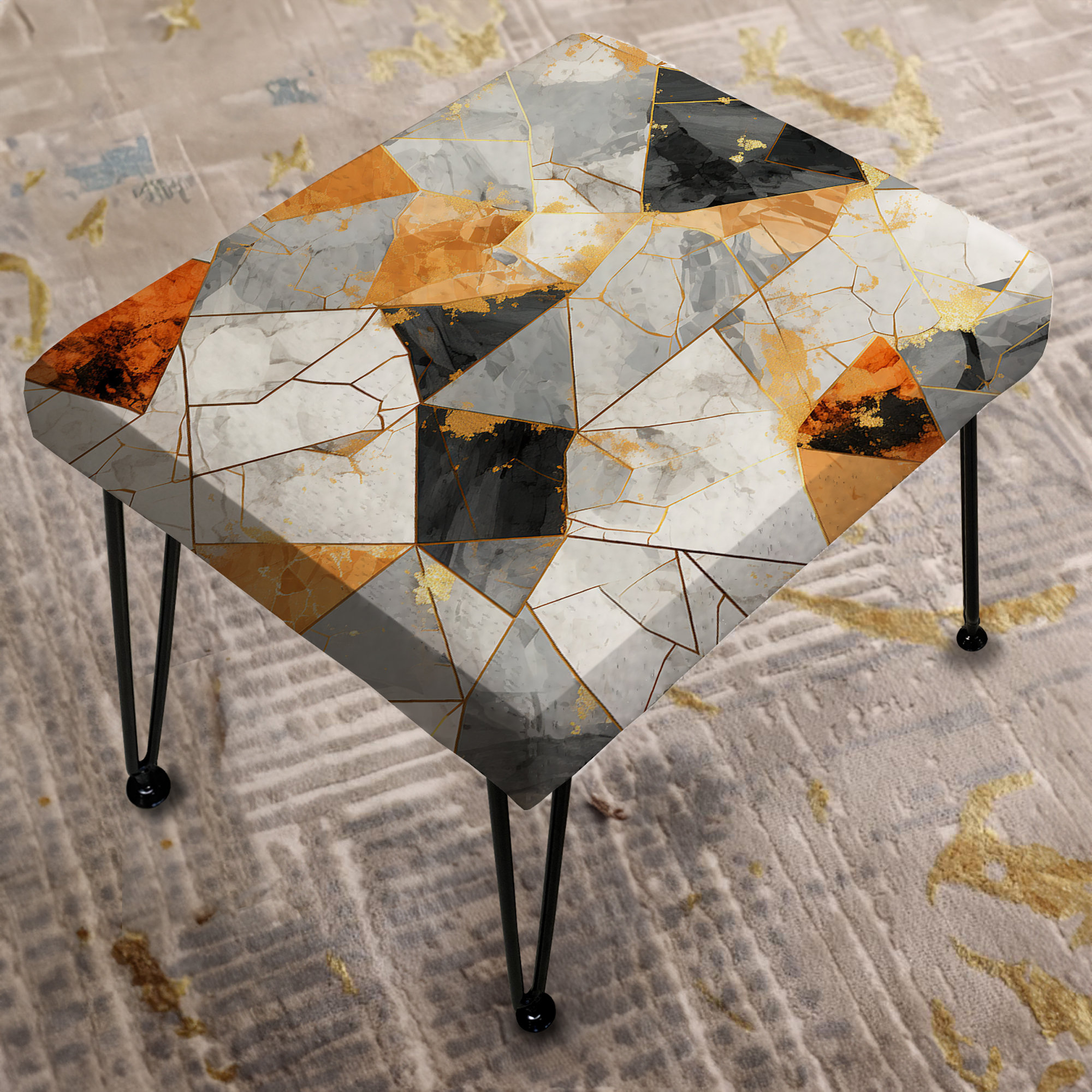 Design Art Gold Industrial Chic Marble Escape - Marble Rectangle ...